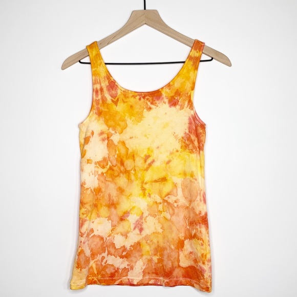 Tops | Posh Boss Tank Top Orange Yellow Tie Dye Medium | Poshmark